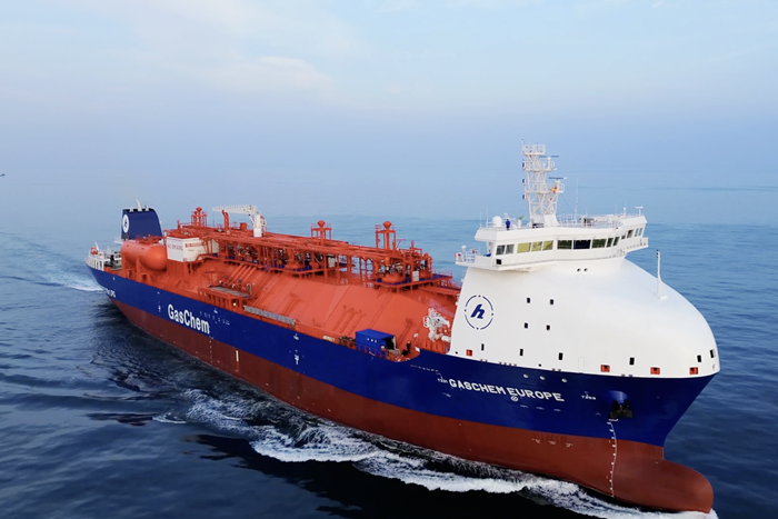 The ship "GASCHEM EUROPE" is scheduled to make its maiden voyage on ...